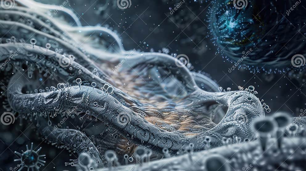 High-tech 3D Enzyme Protein Bond Visualization, Glowing Vibrant ...