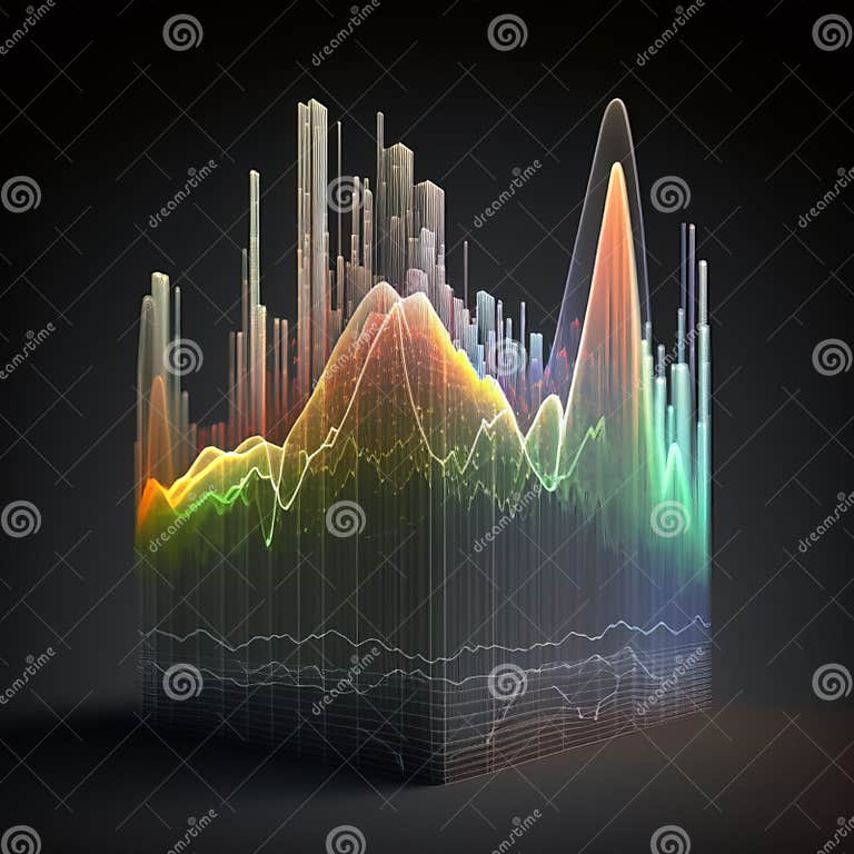 High Tech 3d Image of a Waveform, 3 Point Perspective of a Line Graph ...