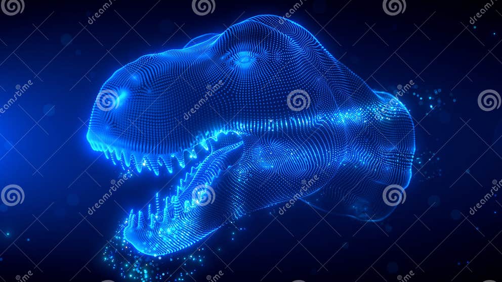 Futuristic T-Rex Head Anatomy Scanning Visualization Stock Illustration ...