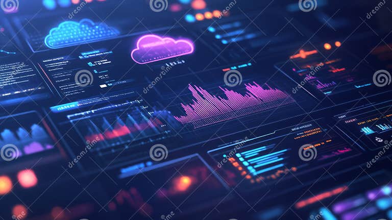 High-tech Data Analysis Dashboard Displaying Colorful Analytics and Performance Metrics Stock ...