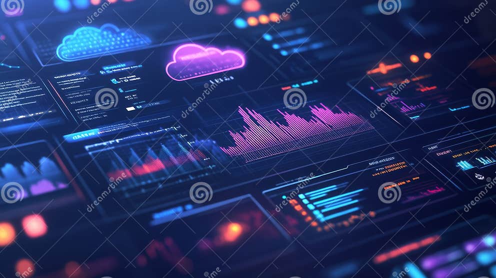 High-tech Data Analysis Dashboard Displaying Colorful Analytics and Performance Metrics Stock ...