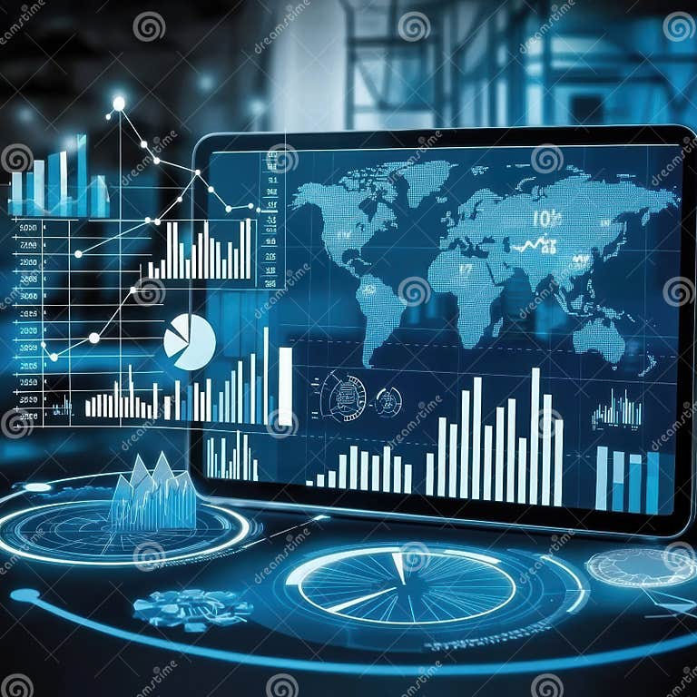 High-Tech Data Analysis with Global Charts and Graphs Displayed Stock ...