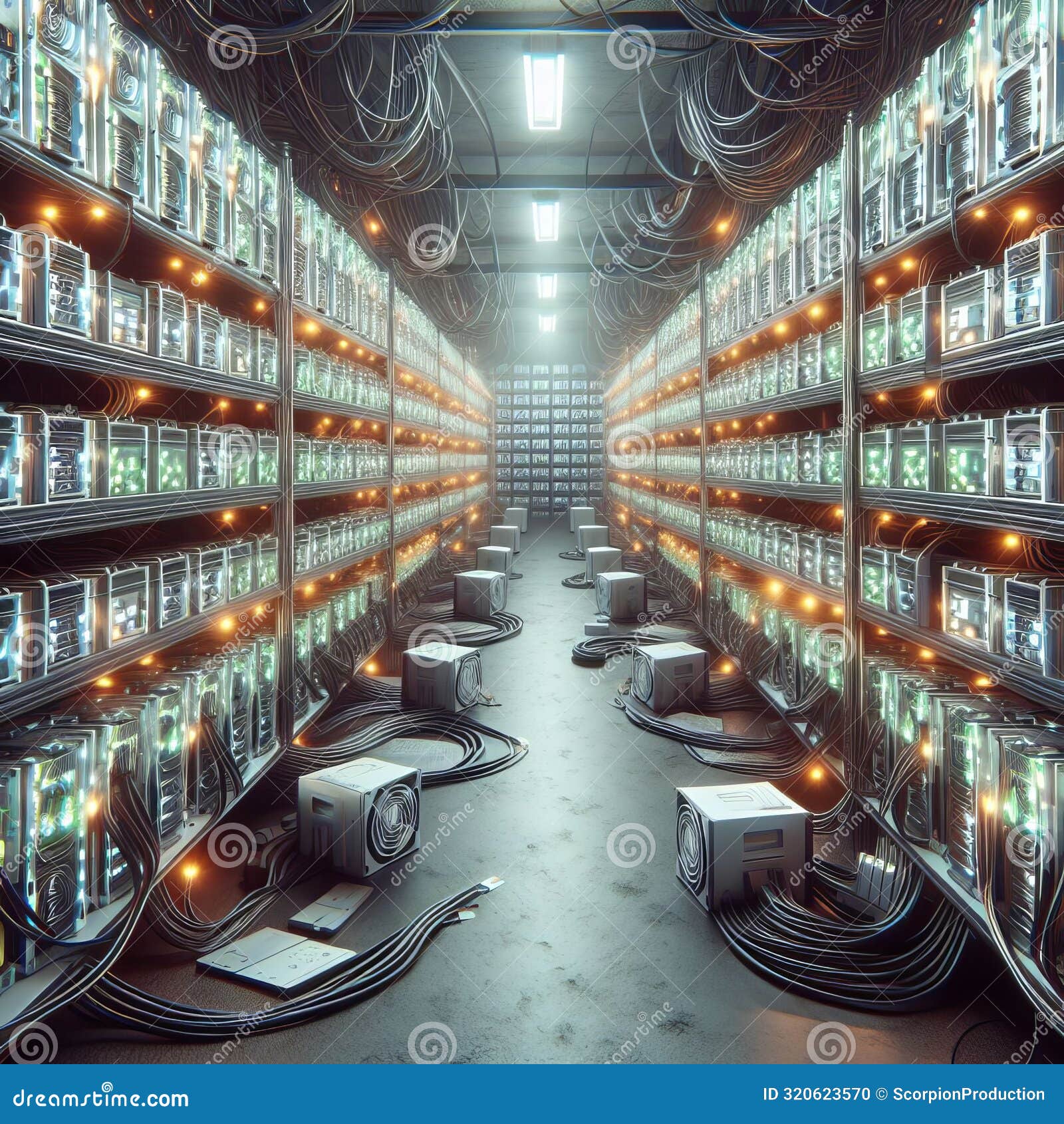 High-Tech Data Center Aisle with Server Equipment Stock Photo - Image ...