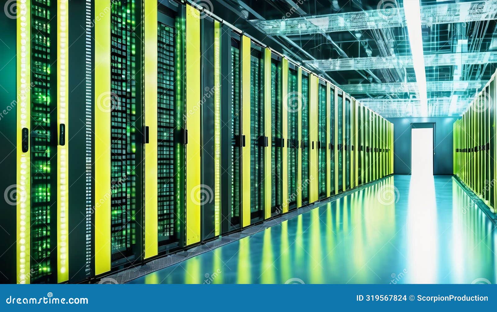 High-Tech Data Center Server Room Stock Photo - Image of reflection ...