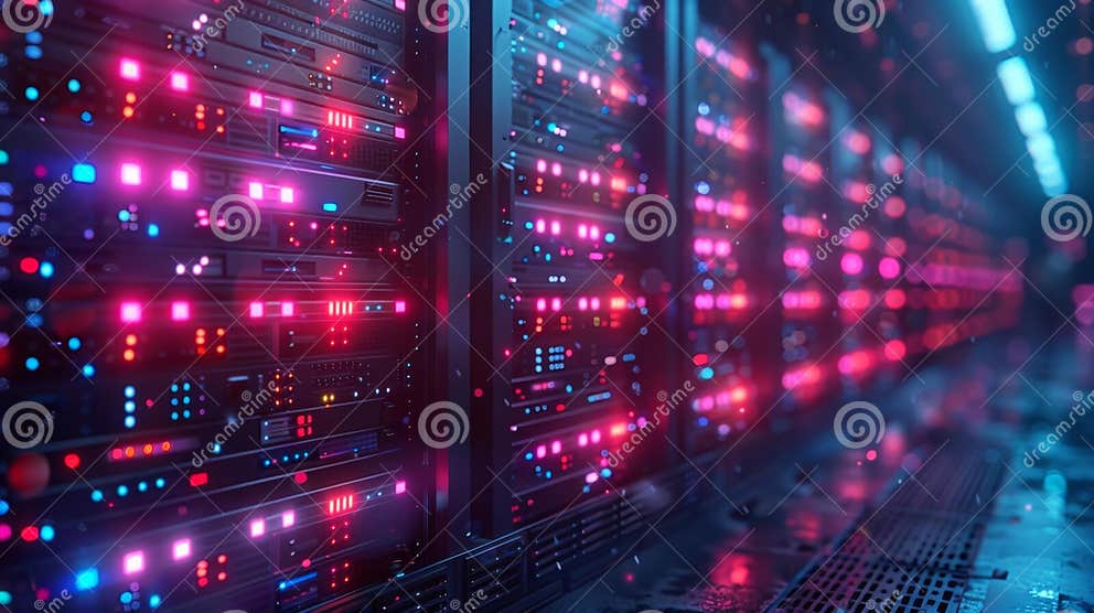 High-tech Data Center with Servers - Generative Ai Stock Illustration - Illustration of ...