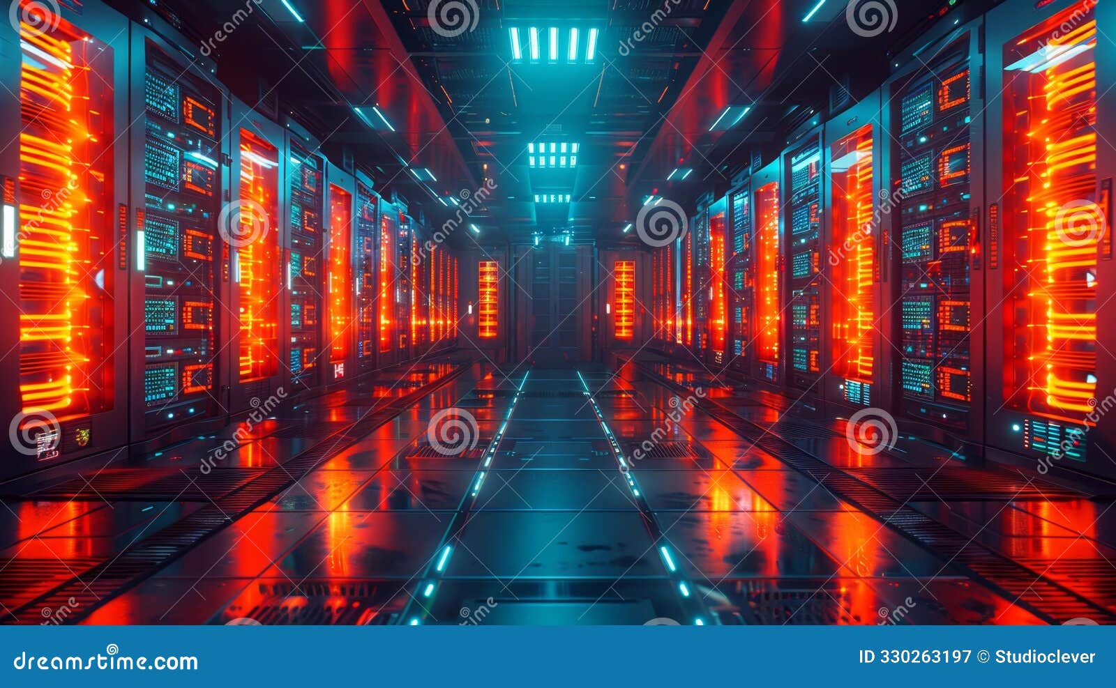 High-tech Data Center Servers - Generative Ai Stock Illustration ...