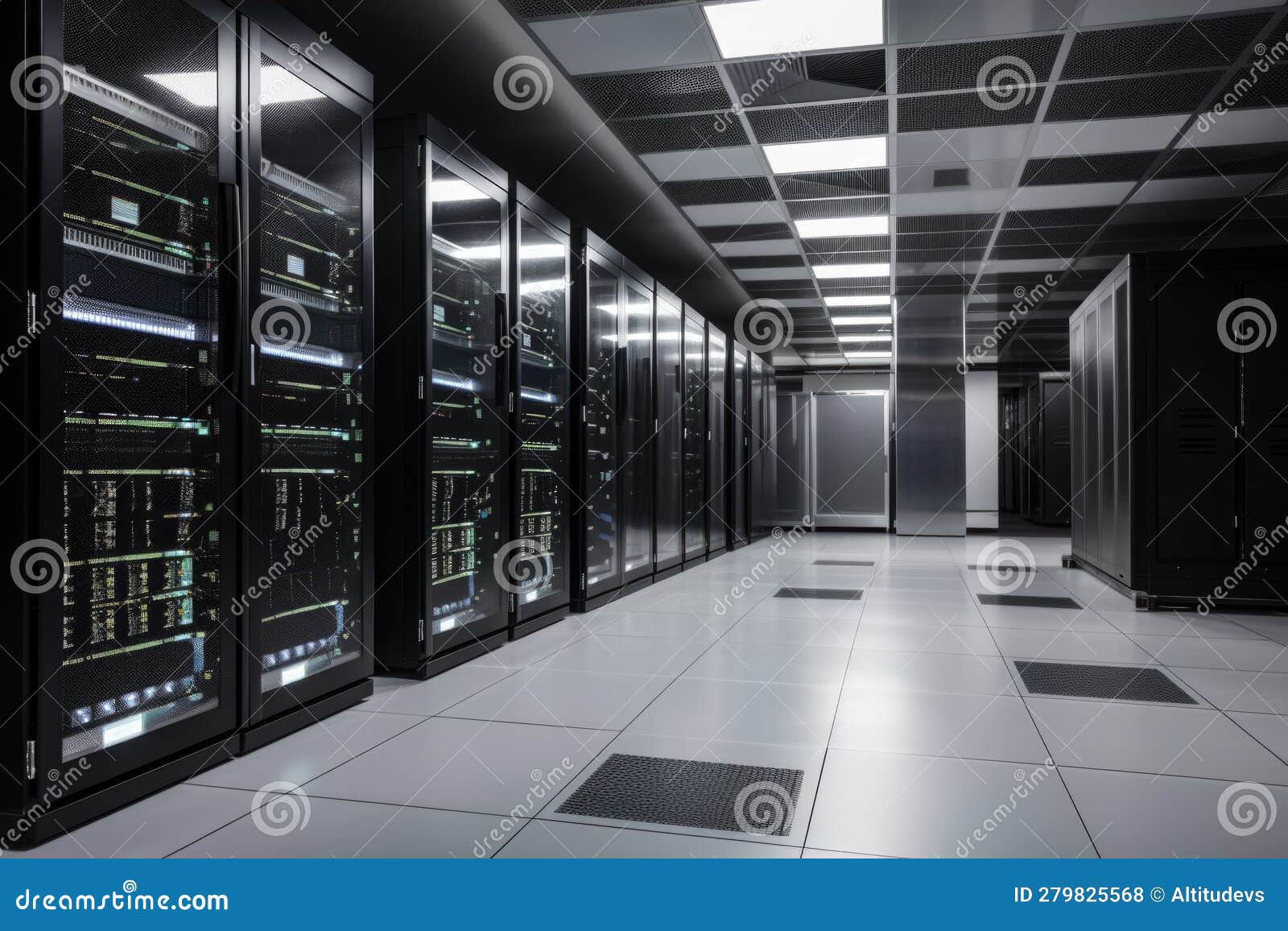 High-tech Data Center, with Servers and Other Hardware in Sleek ...