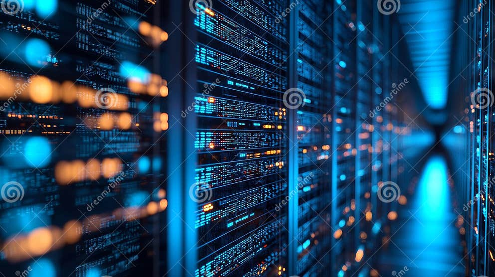 High-tech Data Servers in a Modern Data Center Stock Photo - Image of database, orange: 336100816