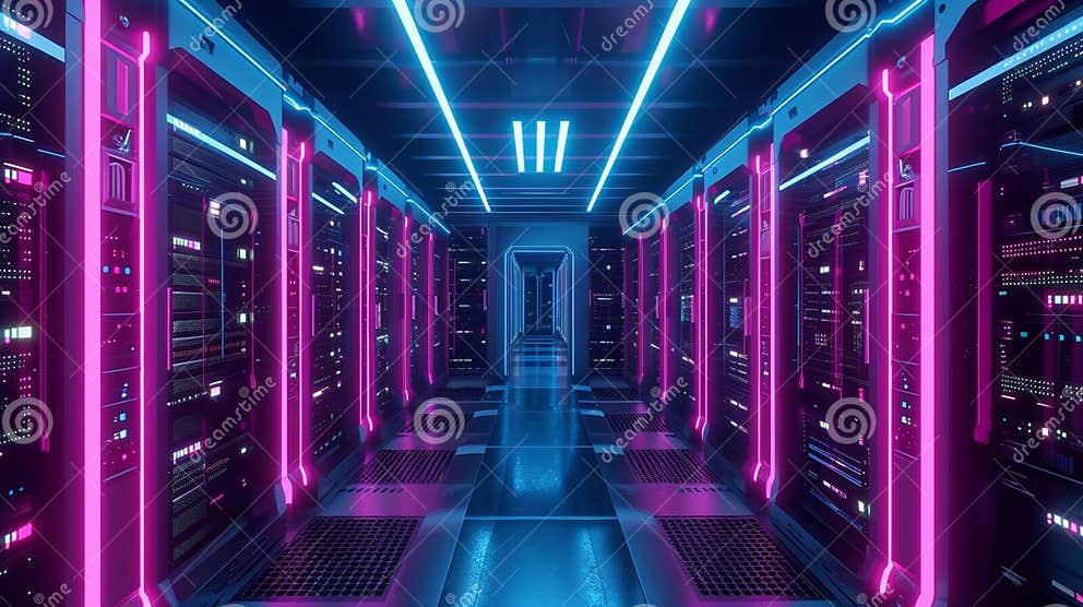 High-tech Datacenter Servers Room , Generated AI Stock Illustration ...
