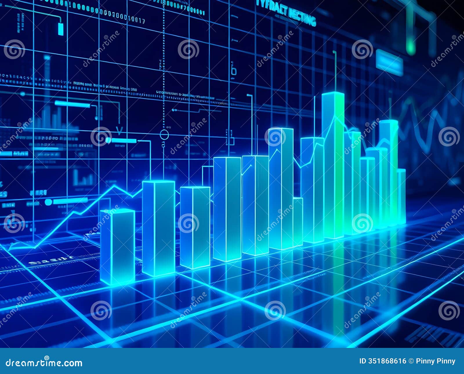 A High Tech Design, with a Glowing 3D Bar Chart, Futuristic Gridlines ...