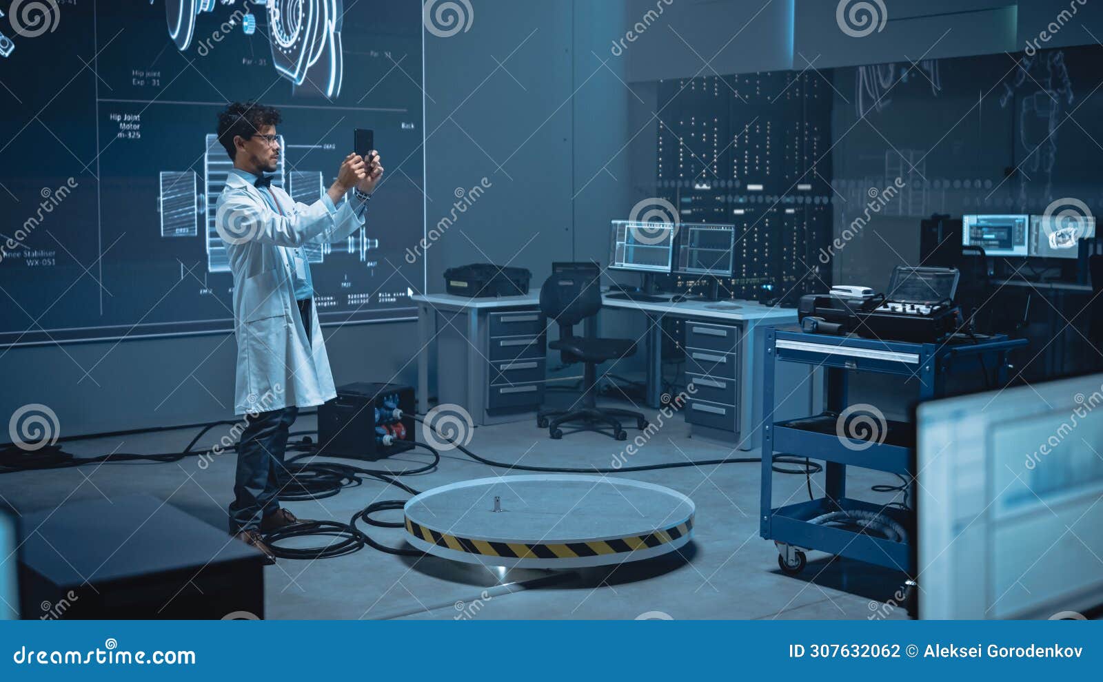 In High-Tech Development Laboratory: Engineer Uses Digital Tablet ...