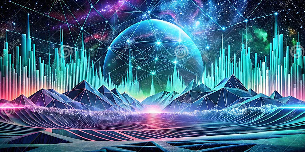 High-tech Digital Background with Blue Tones and Dynamic Dots Stock ...