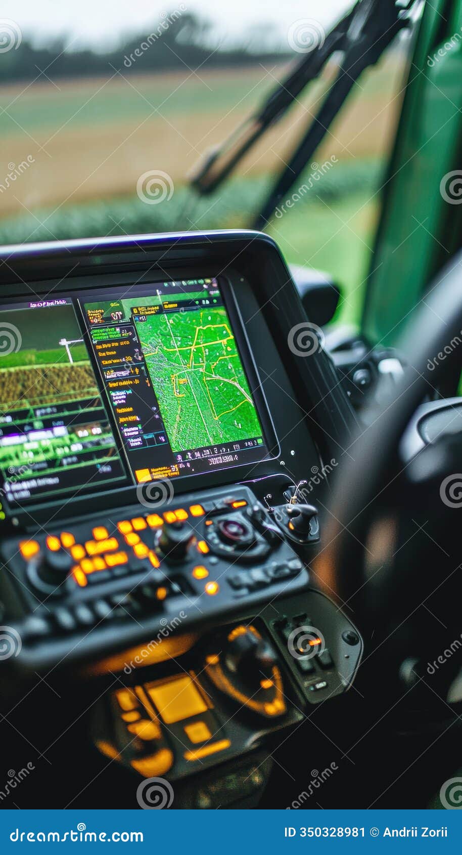 High-Tech Digital Control Panel in Tractor Cabin for Efficient Crop ...