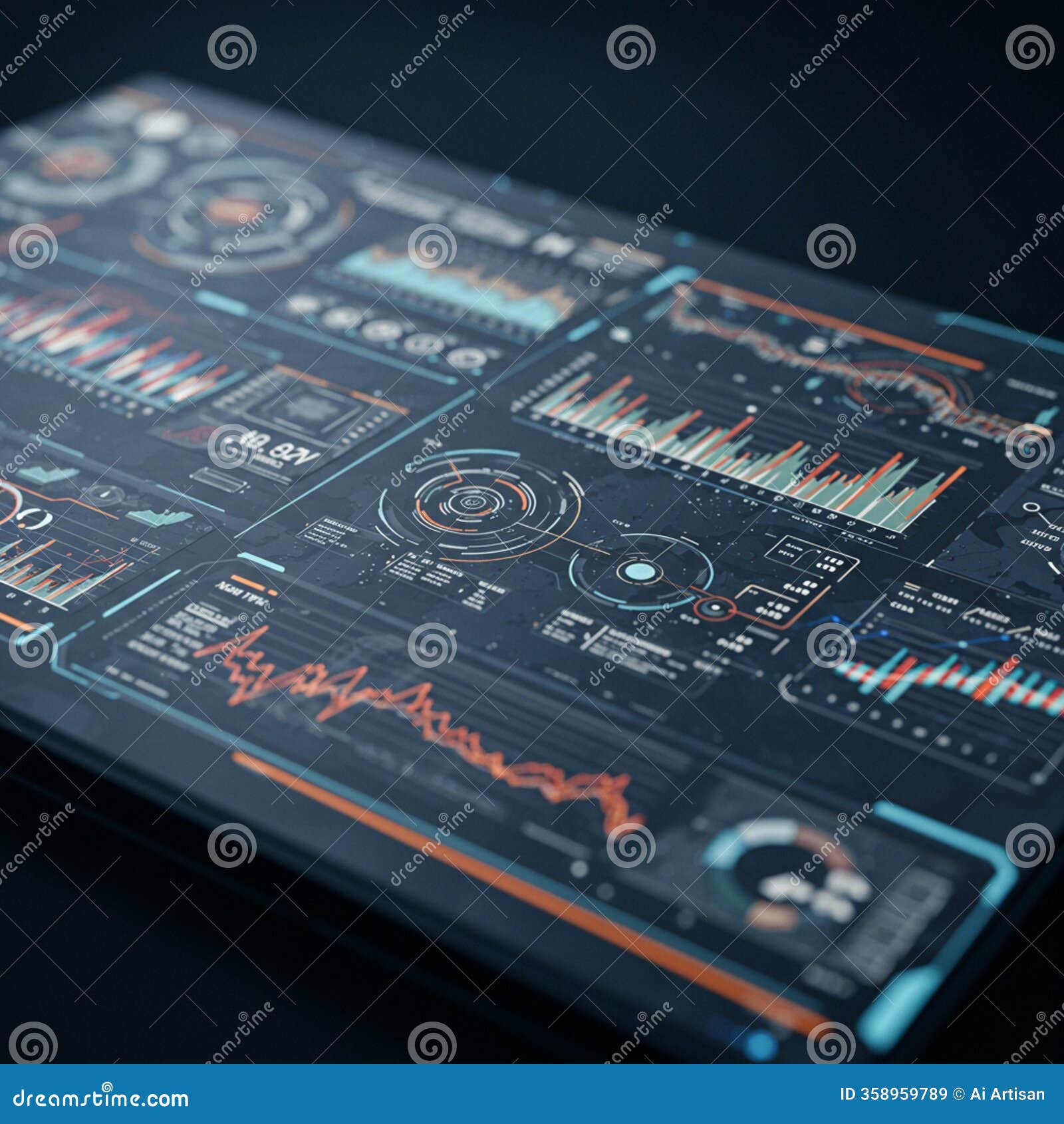 A High-tech Digital Dashboard Featuring Various Analytics And Data Visualizations. Royalty-Free ...