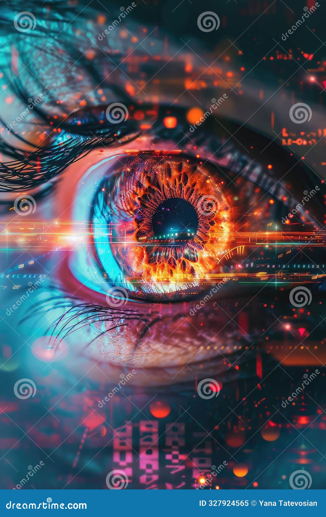 High Tech Digital Eye with Futuristic Overlay. Selective Focus Stock ...