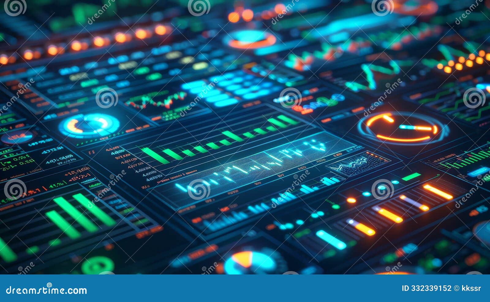 High-tech Digital Finance Dashboard with Graphs and Charts in Blue and ...