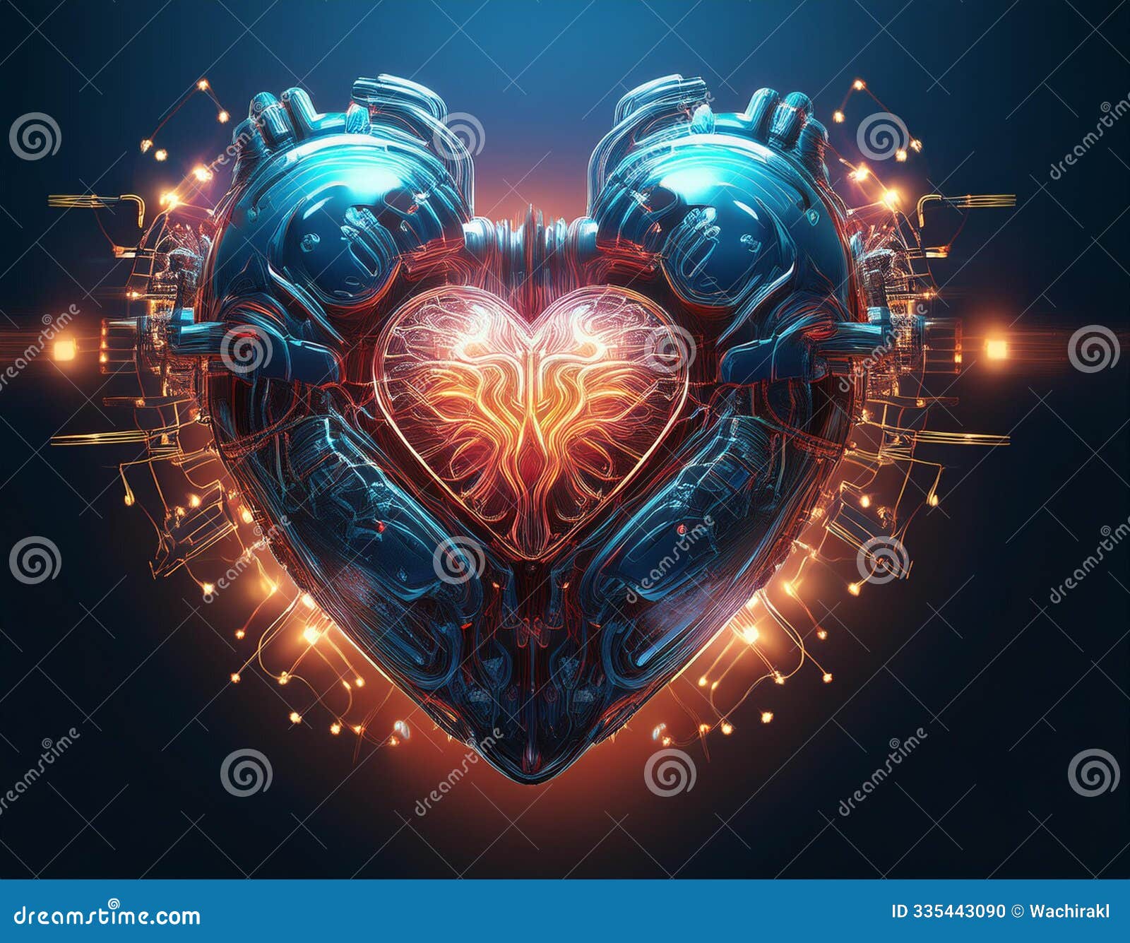 Tech Heart stock illustration. Illustration of circuits - 335443090