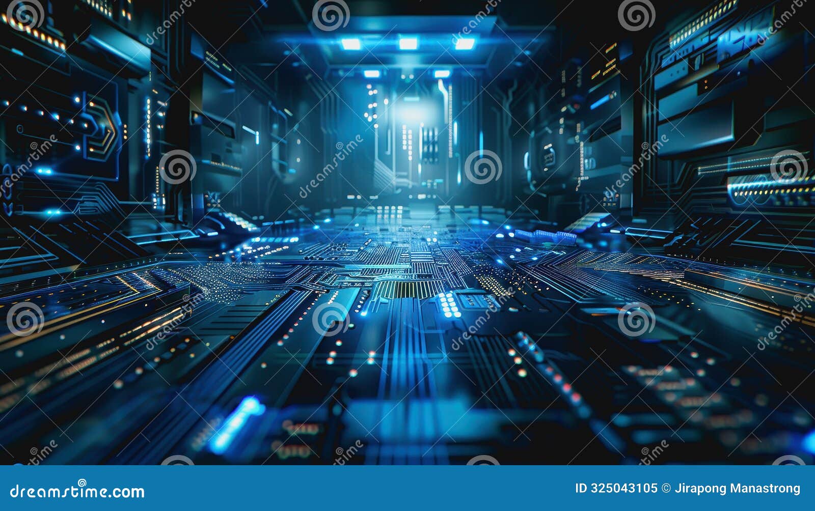 High-tech Digital Interface with Blue Circuitry, Depicting Futuristic ...