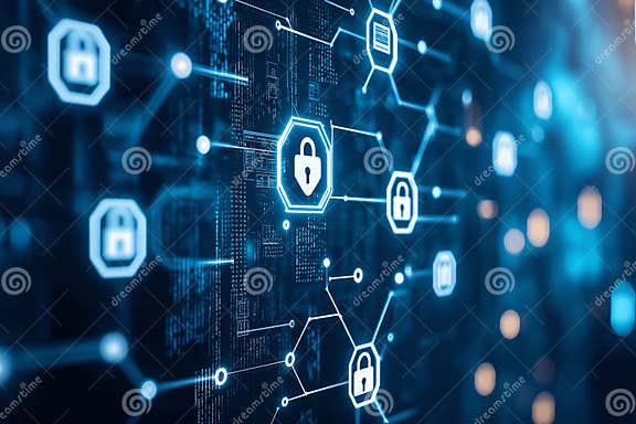 A Hightech Digital Interface Showcasing Interconnected Security Icons ...