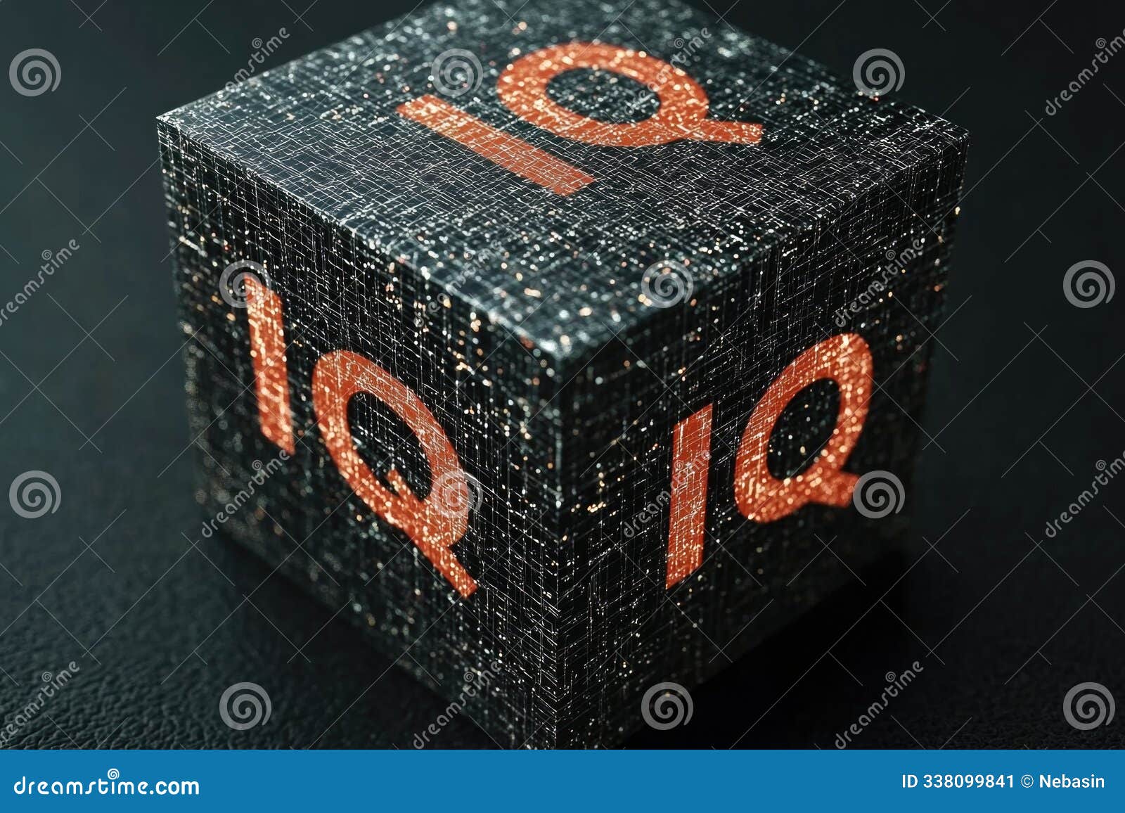 High-Tech Digital IQ Cube with Glowing Letters Reflecting Intelligence ...