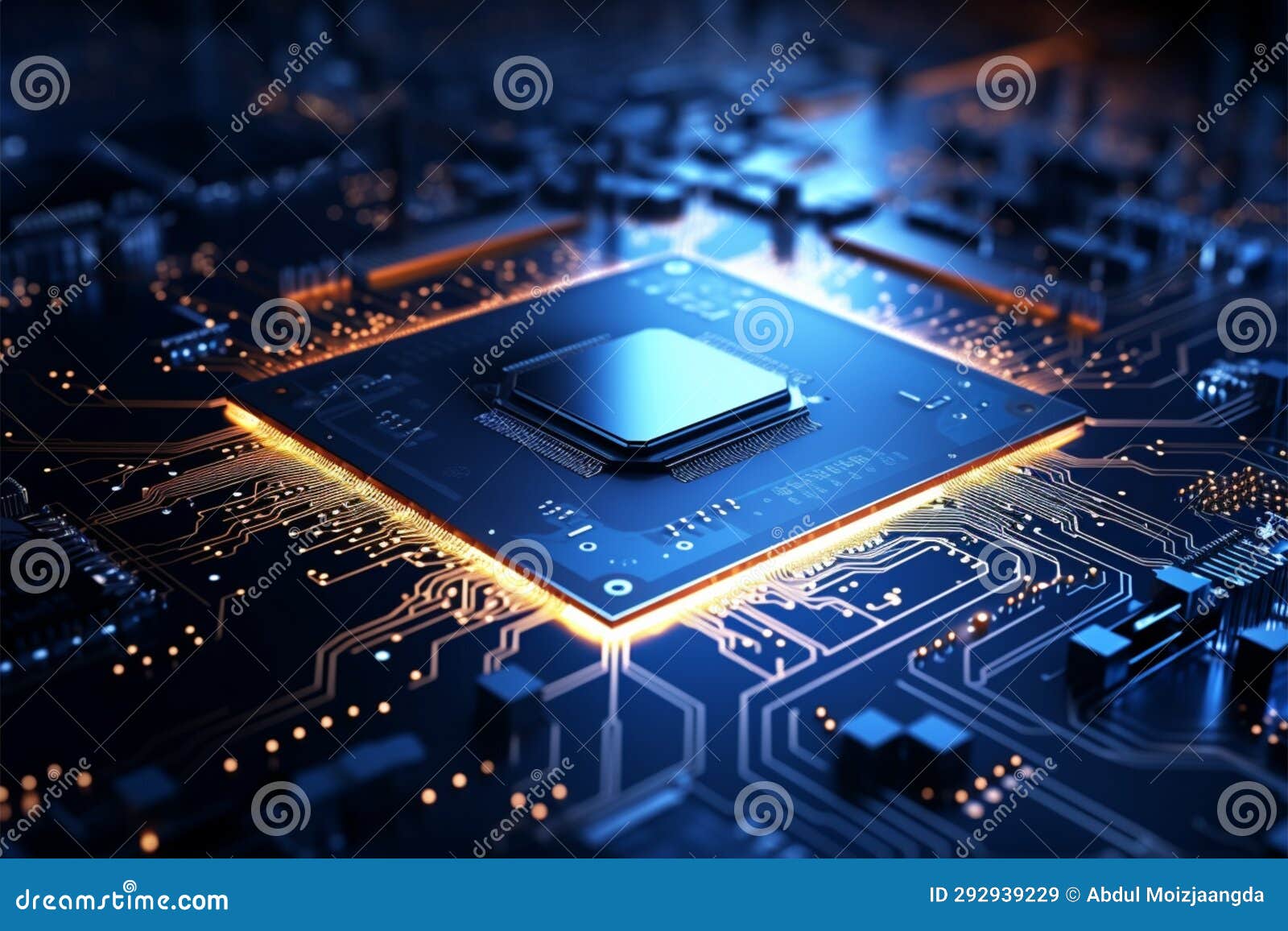 High Tech Digital Processor Integrated into a Futuristic Circuit Board ...