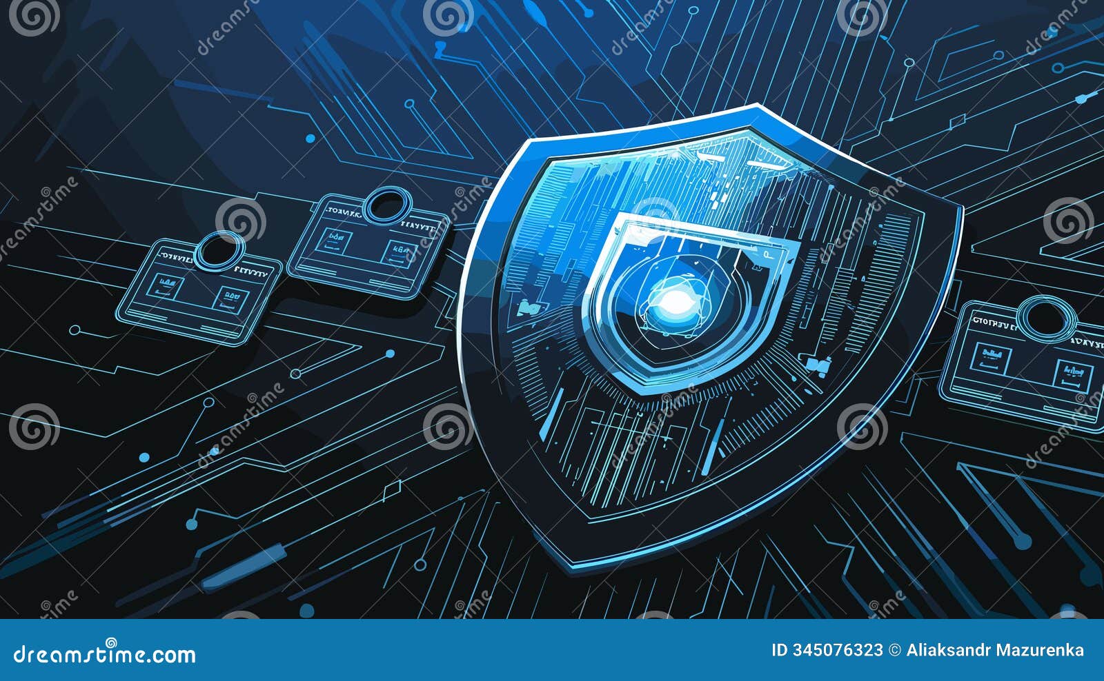 A High-tech Digital Shield Representing a Powerful Cyber Defense ...