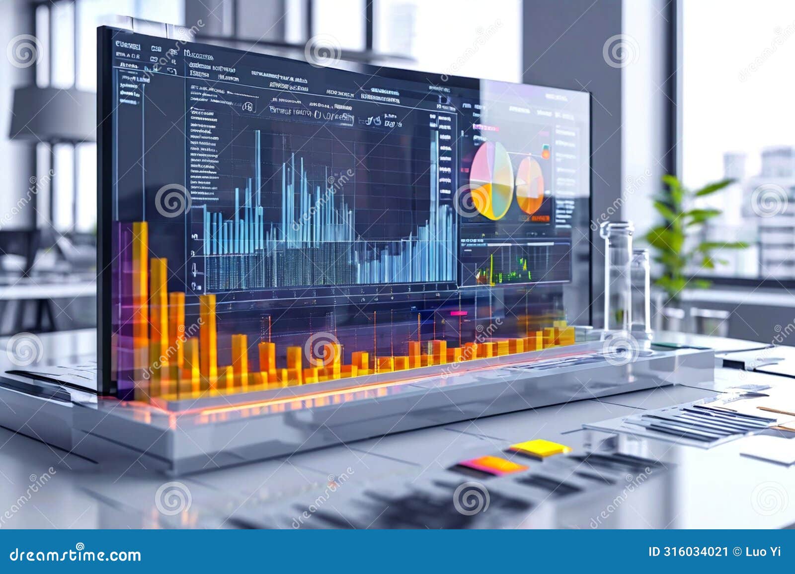 High-Tech Display: Data Insights in Modern Finance or Tech Stock ...