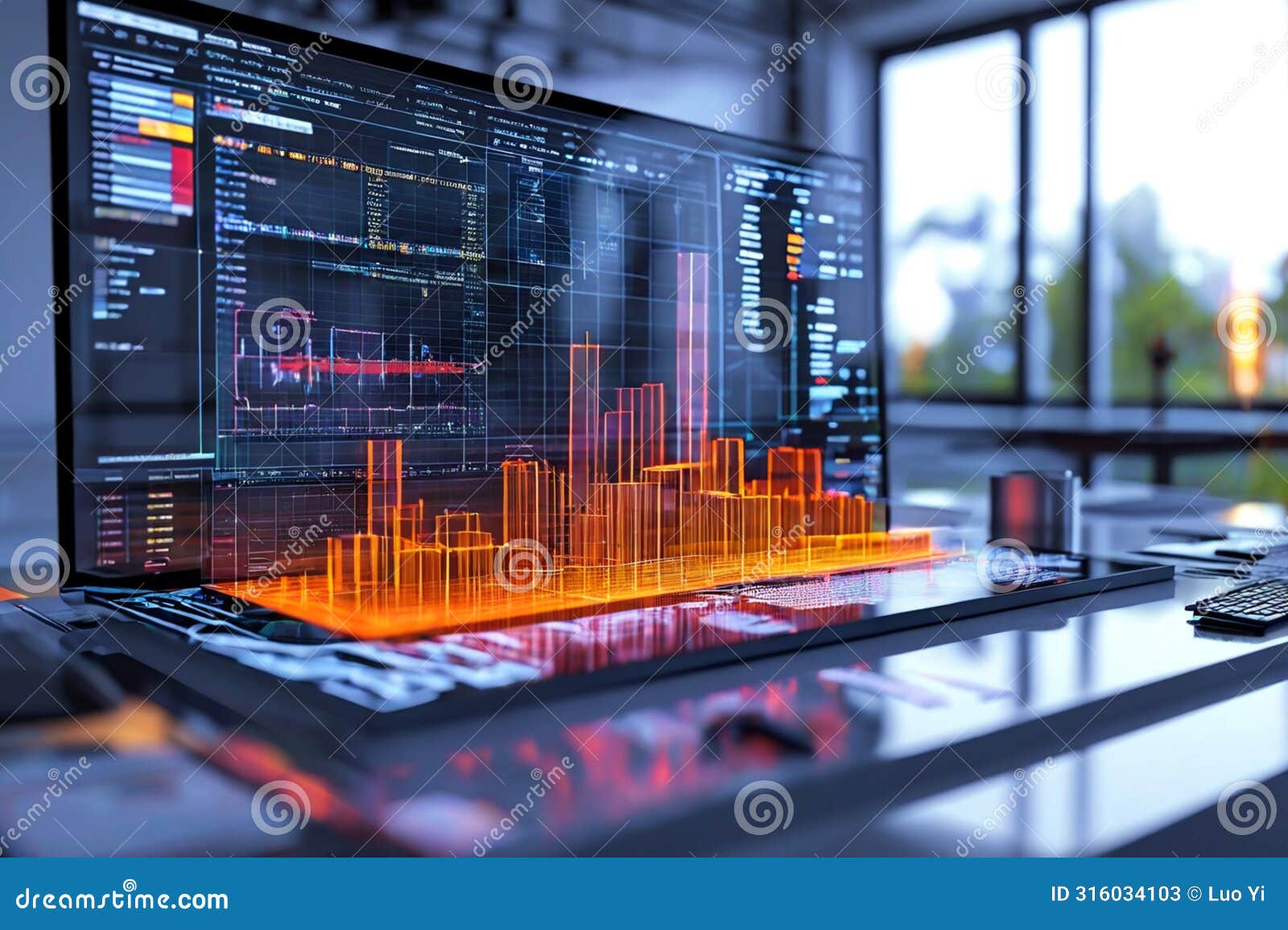High-Tech Display: Data Insights in Modern Finance or Tech Stock ...