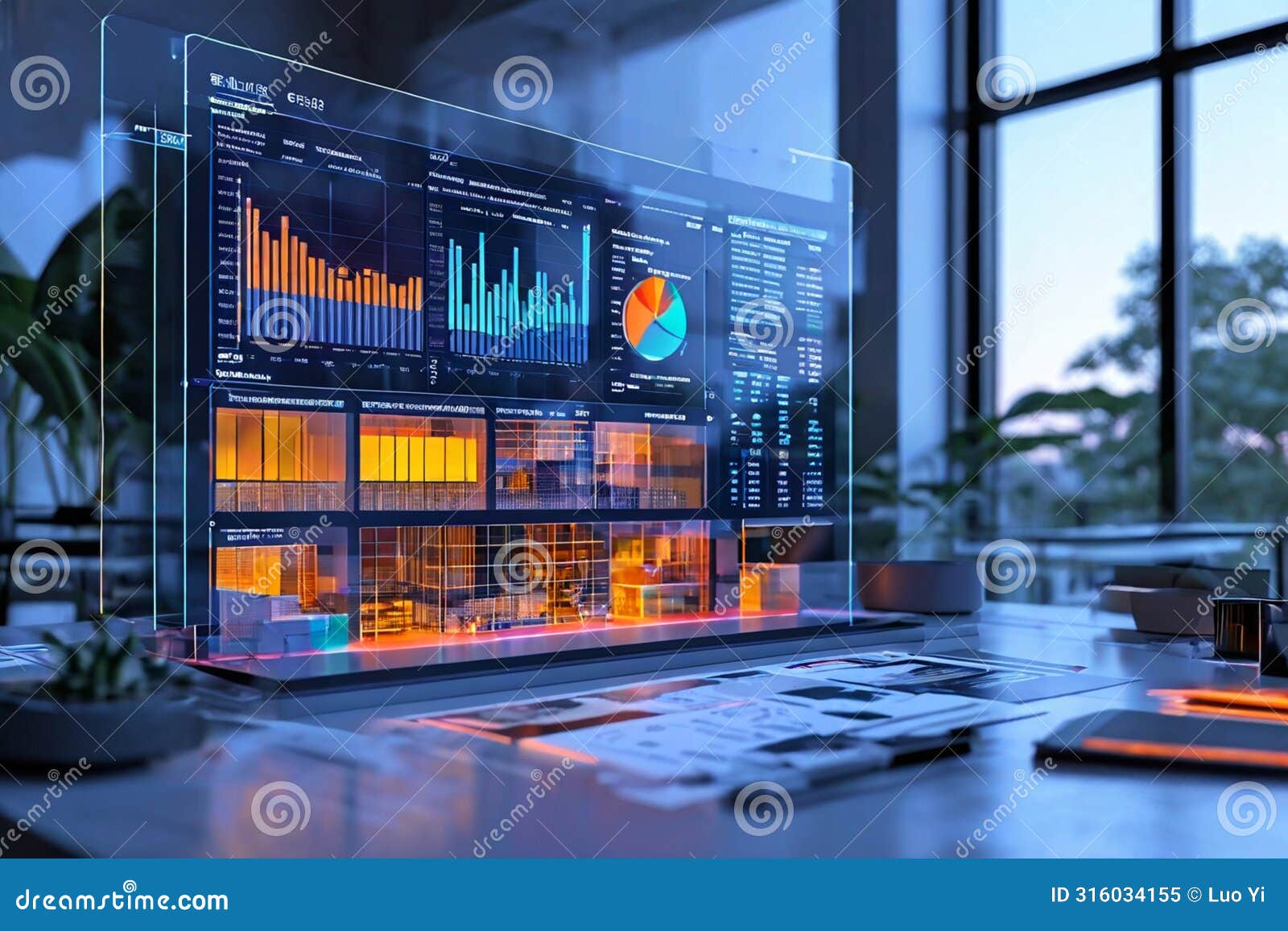 High-Tech Display: Data Insights in Modern Finance or Tech Stock ...