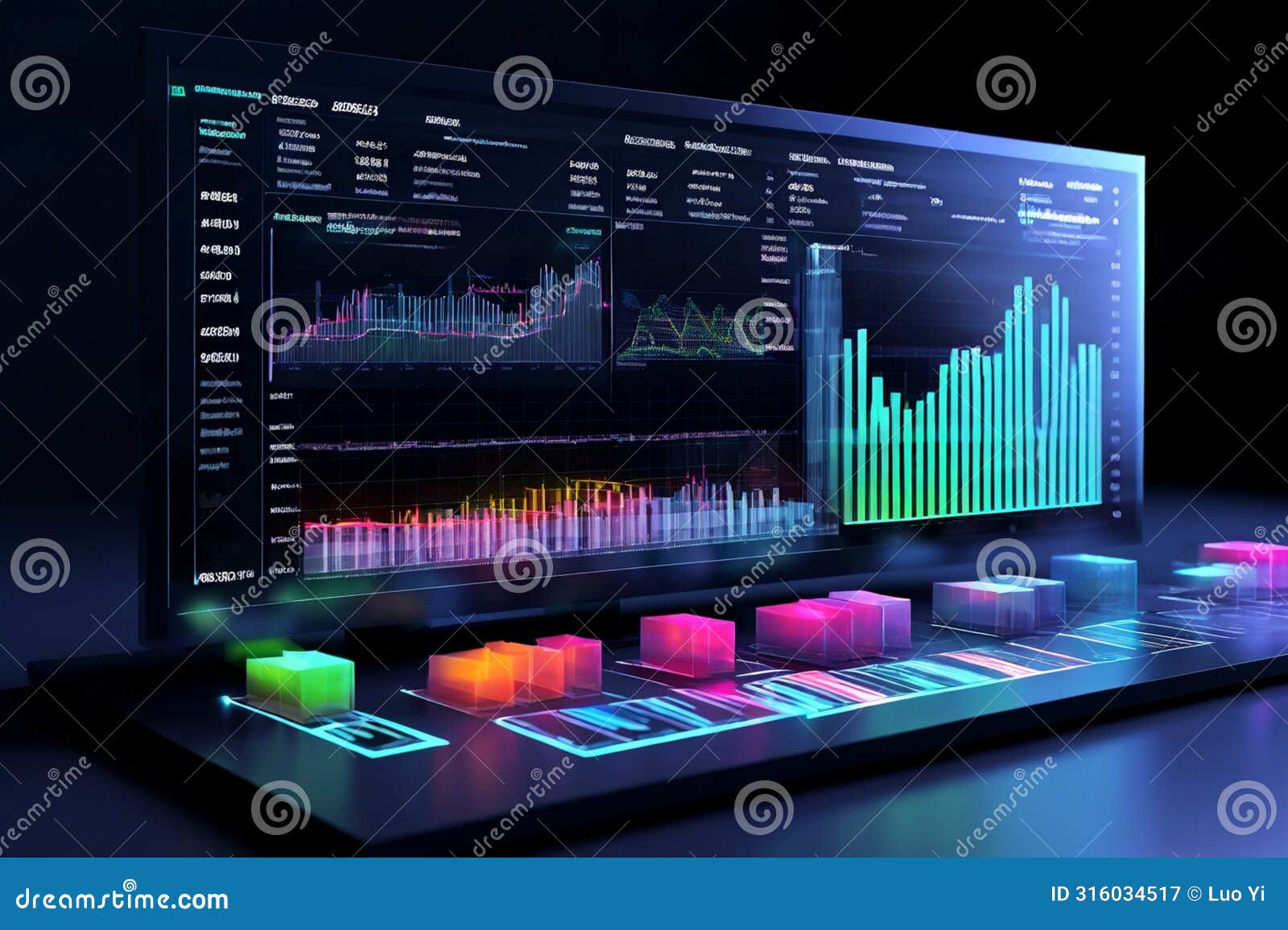 High-Tech Display: Data Insights in Modern Finance or Tech Stock ...