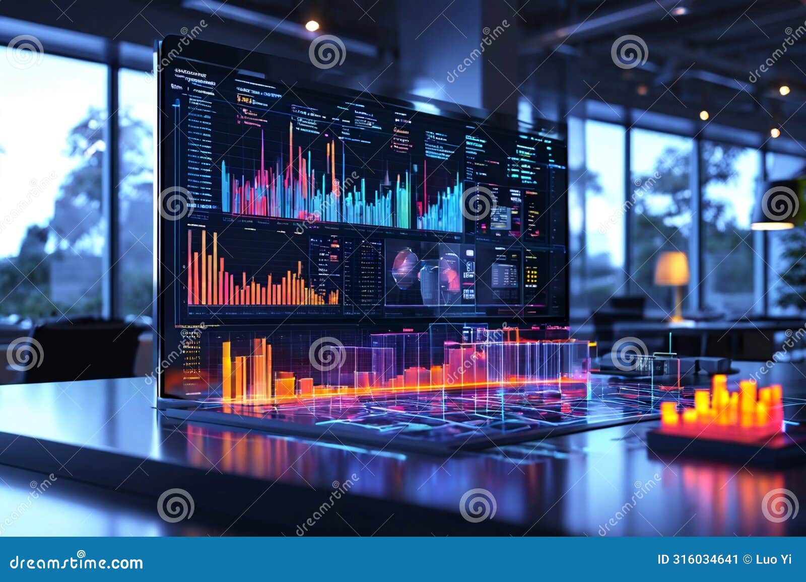 High-Tech Display: Data Insights in Modern Finance or Tech Stock ...