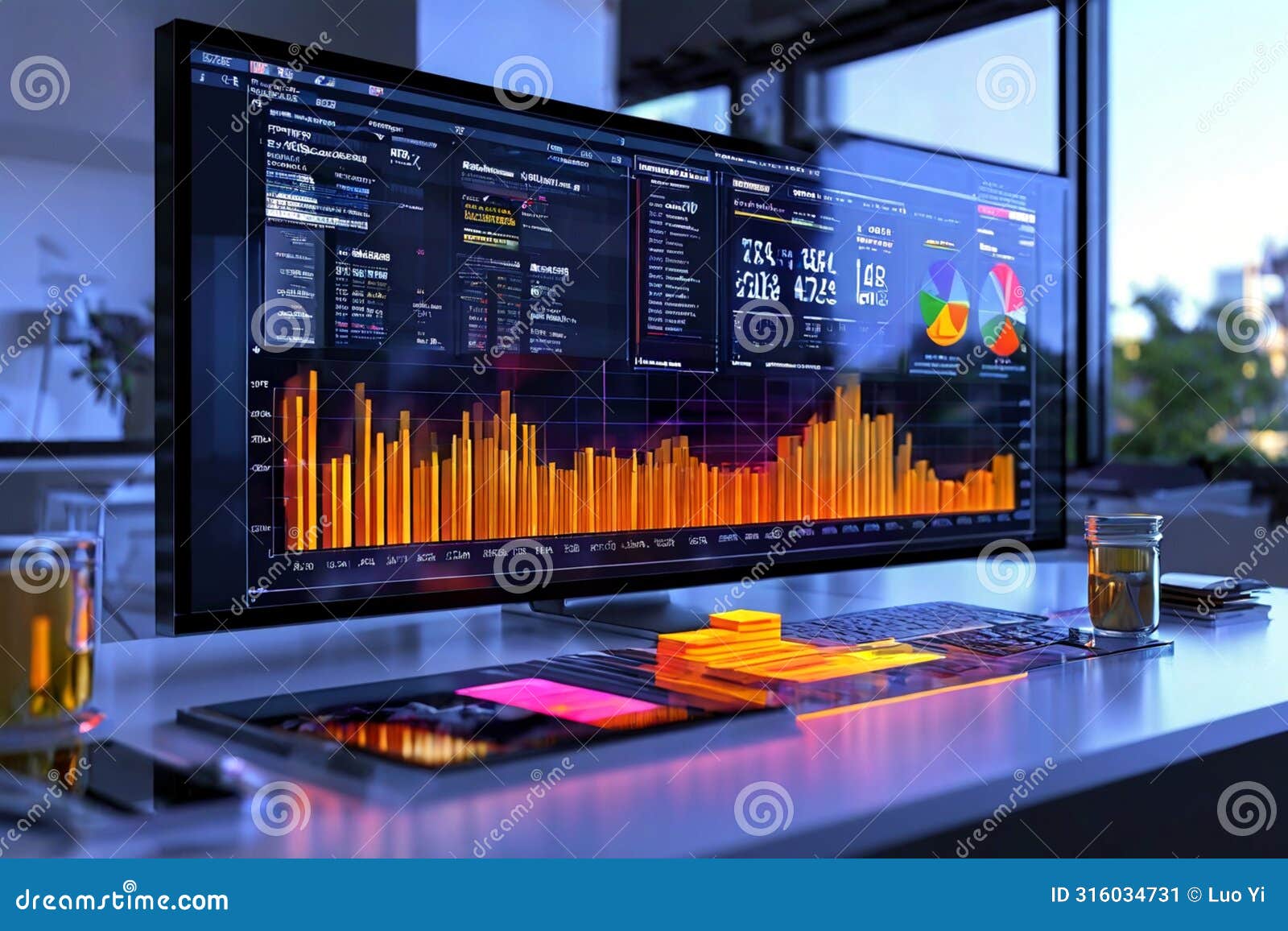 High-Tech Display: Data Insights in Modern Finance or Tech Stock ...