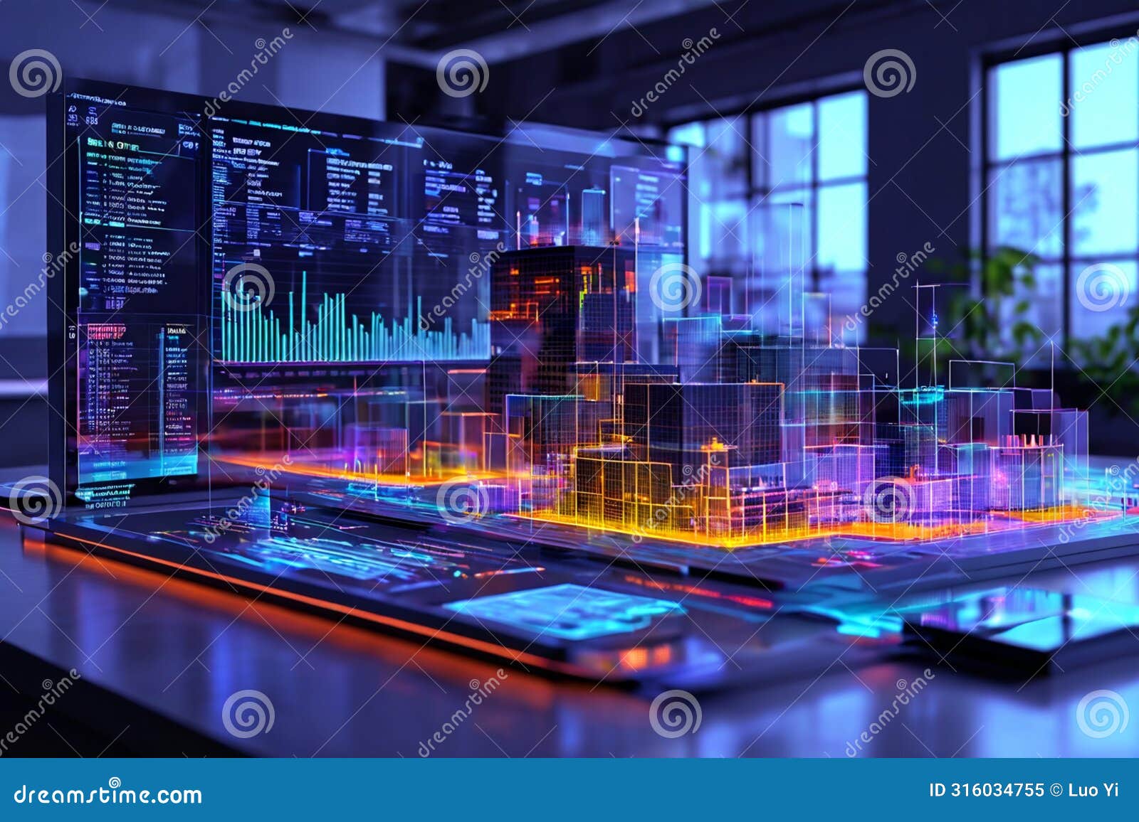 High-Tech Display: Data Insights in Modern Finance or Tech Stock ...