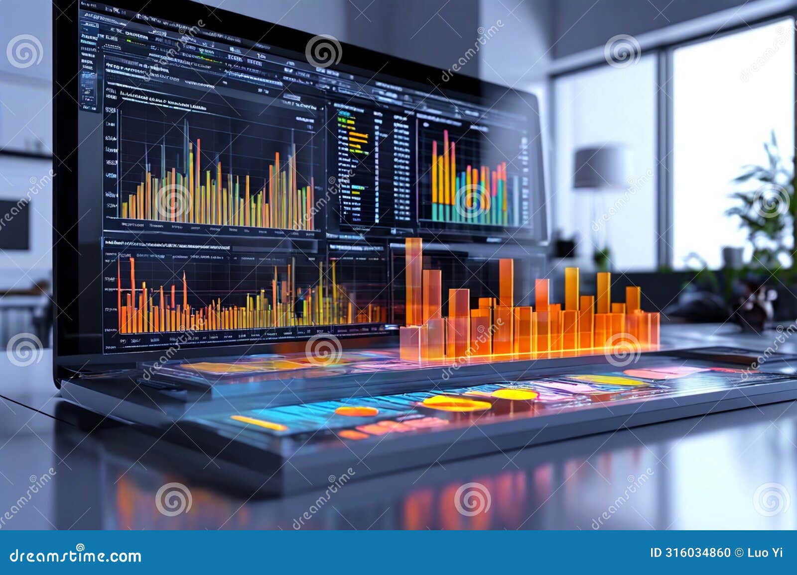 High-Tech Display: Data Insights in Modern Finance or Tech Stock ...