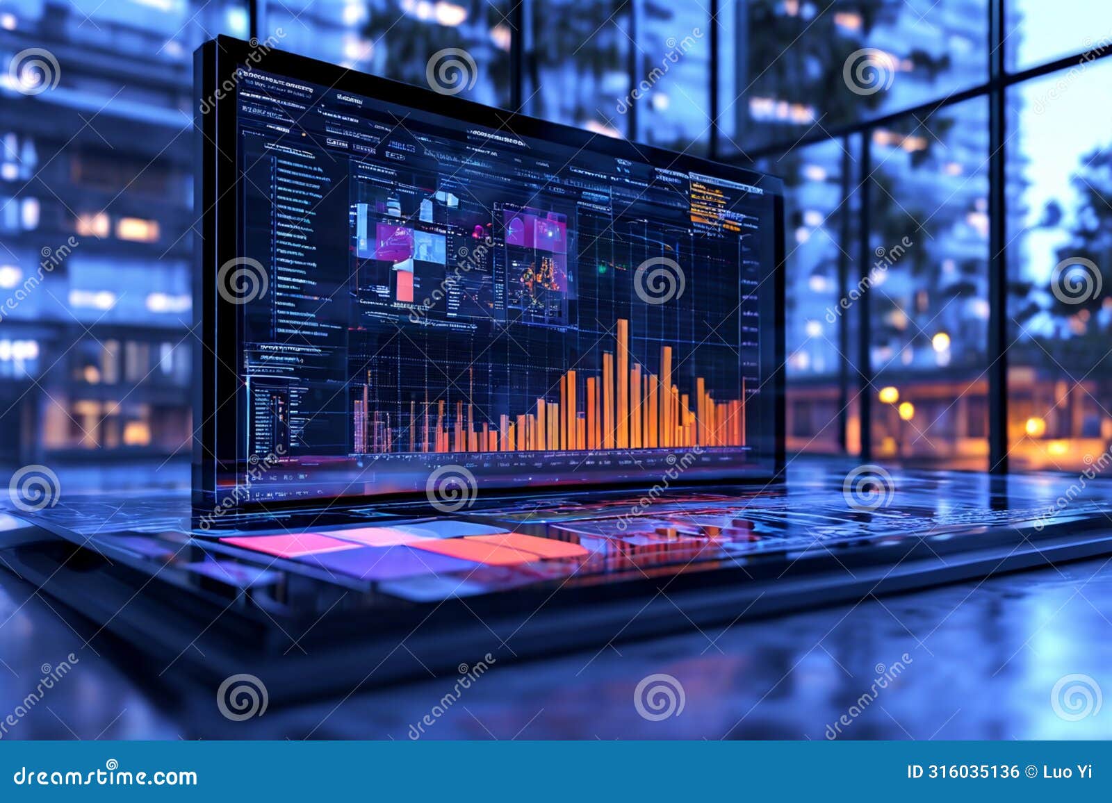High-Tech Display: Data Insights in Modern Finance or Tech Stock ...