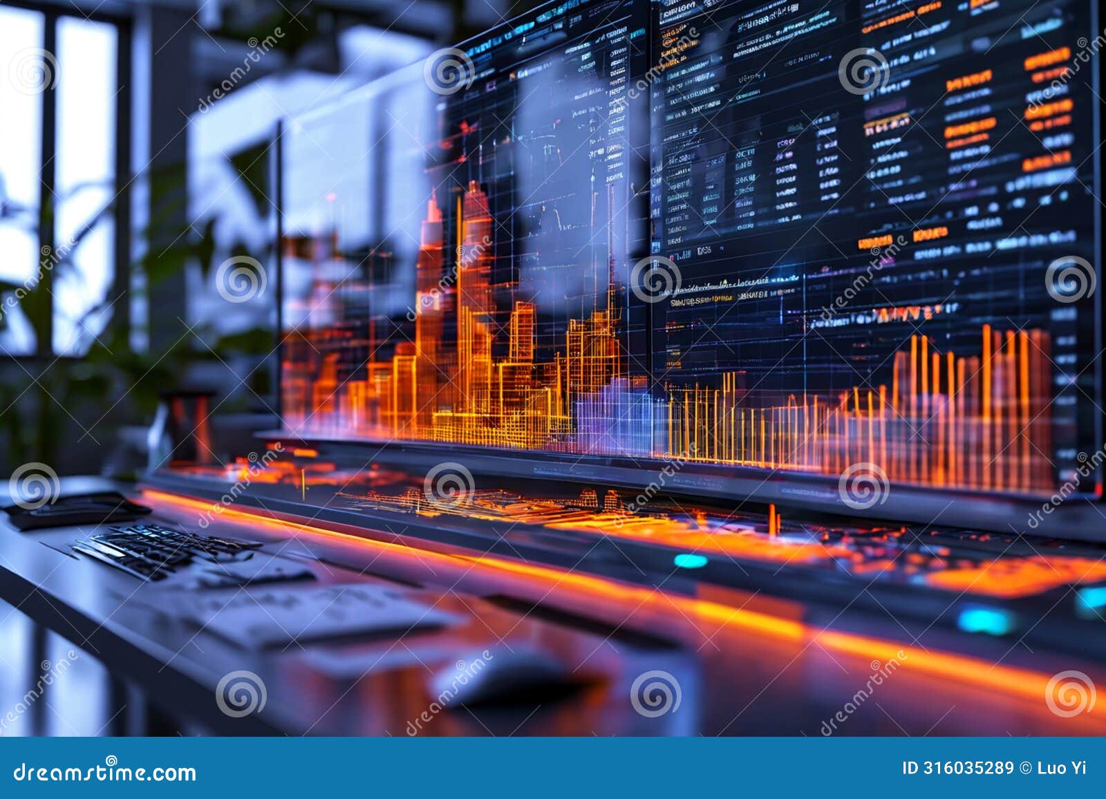 High-Tech Display: Data Insights in Modern Finance or Tech Stock ...