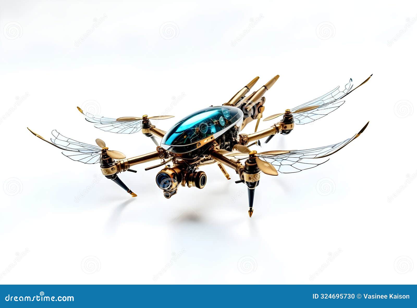 A High-tech Dragonfly Drone Machine with Intricate, Translucent Wings ...
