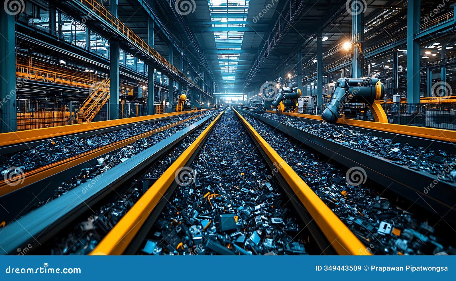 High Tech E Waste Recycling Plant with Robotic Arms and Conveyor Tracks ...