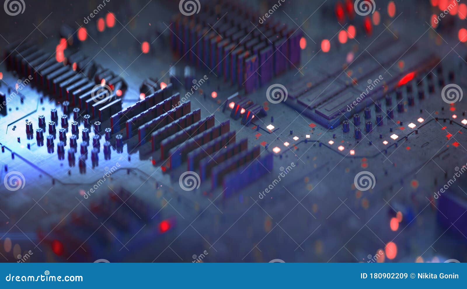 High Tech Electronic Board 3D Render Stock Illustration - Illustration ...