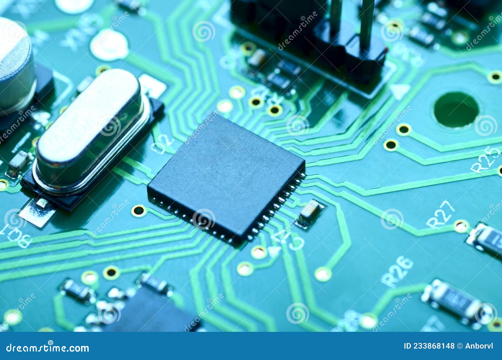 High-tech Electronic Board with Processor and Electronic Components ...