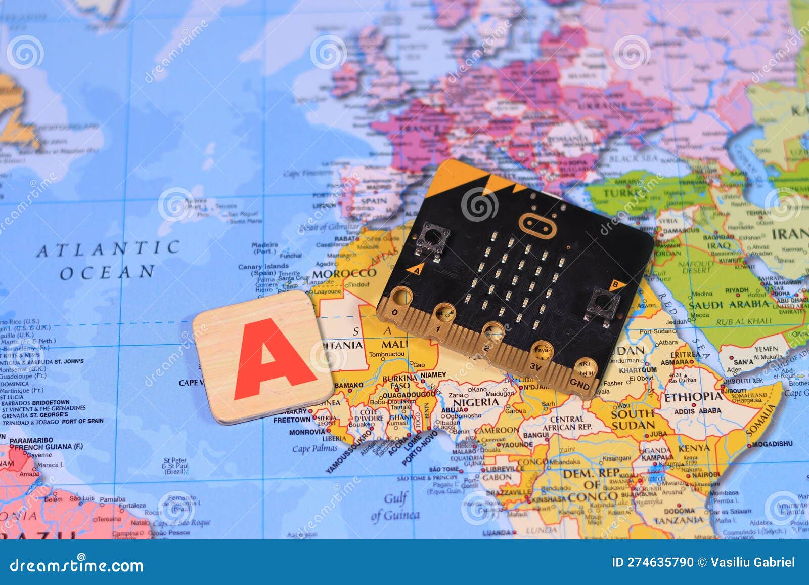 Electronic Circuit with World Map Stock Photo - Image of earth, font ...