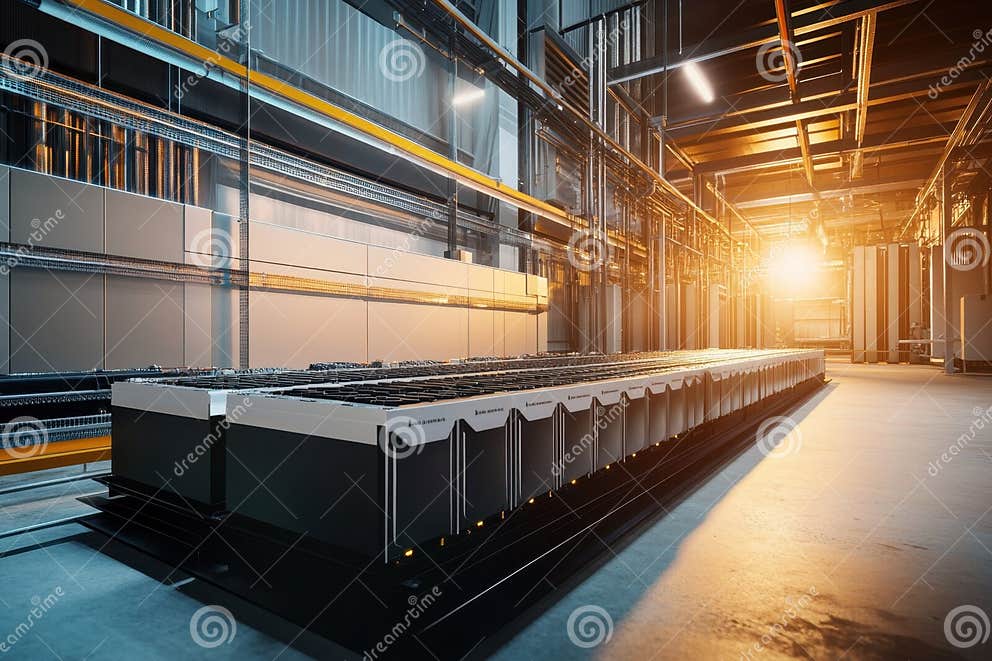 High-tech Energy Storage System in a Modern Industrial Facility during ...
