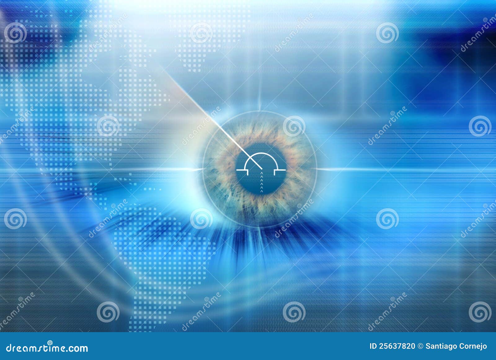 High Tech Eye with Blue Background Stock Illustration - Illustration of ...