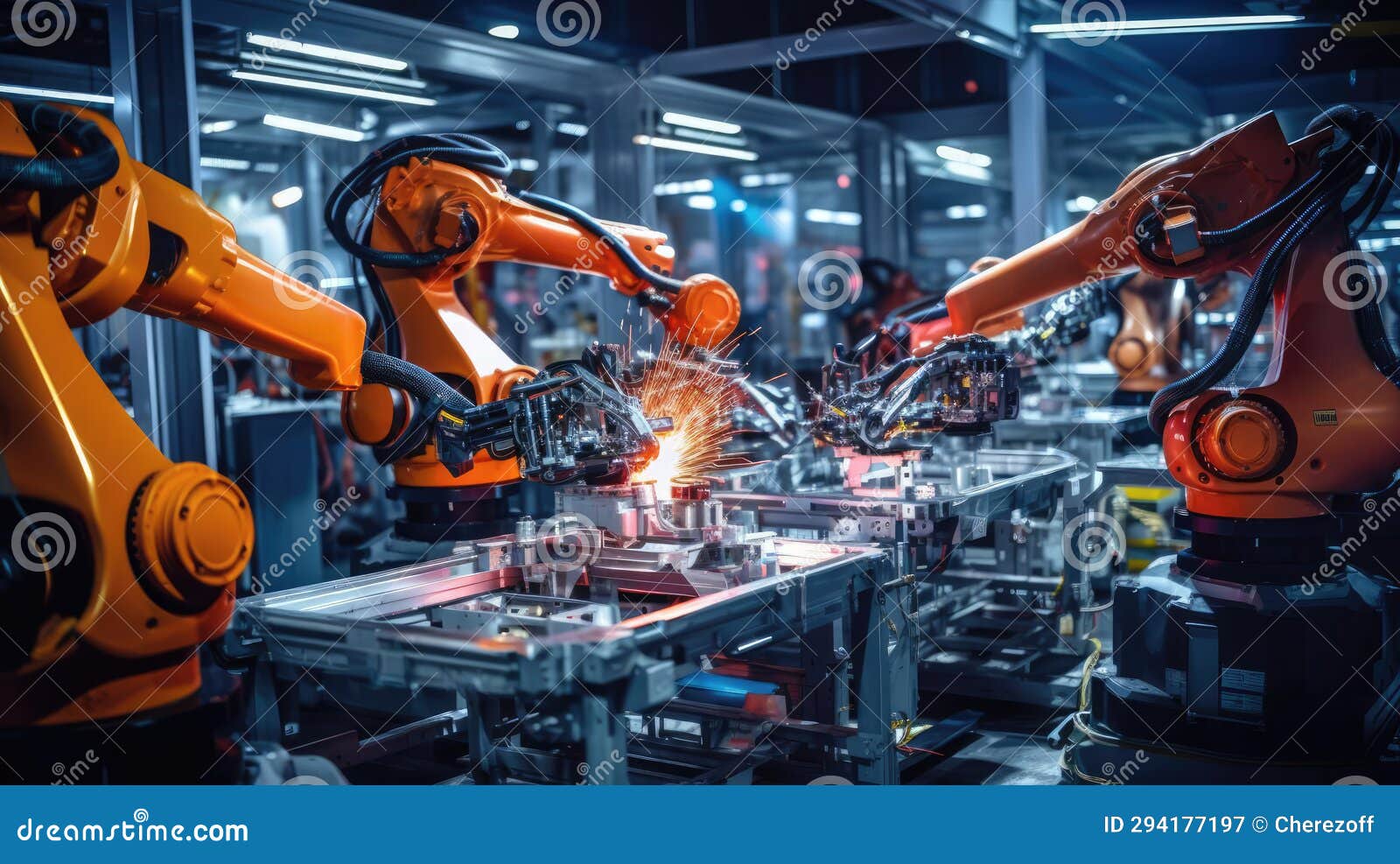 High-tech Factory with Robots Stock Image - Image of hitech, automated ...