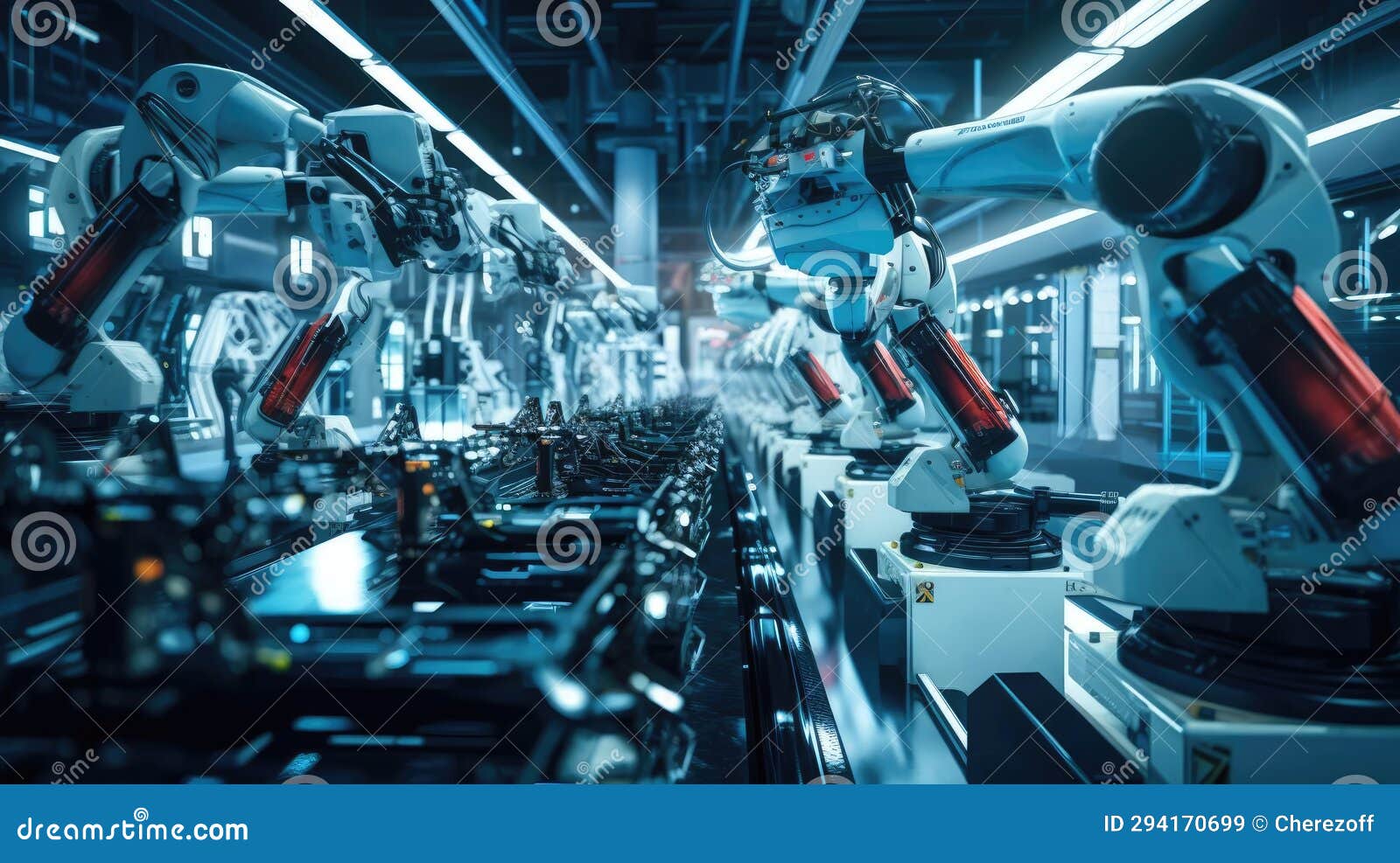 High-tech Factory with Robots Stock Image - Image of digitization ...