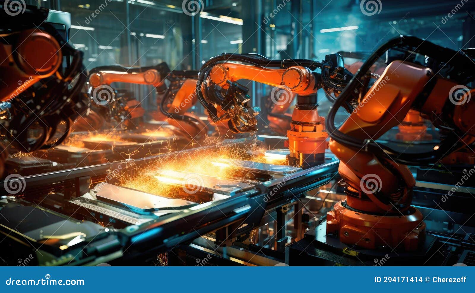High-tech Factory with Robots Stock Photo - Image of autonomous ...