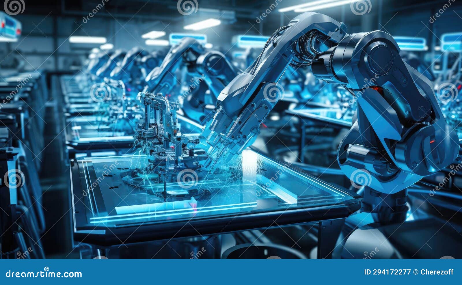High-tech Factory with Robots Stock Image - Image of factory, science ...