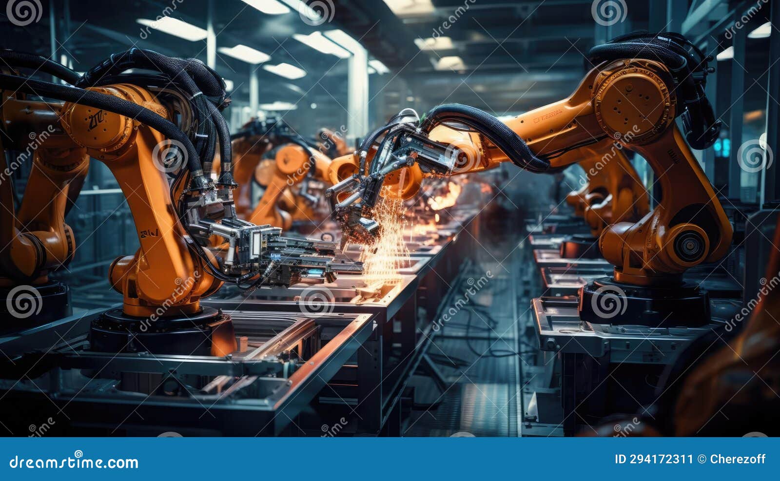 High-tech Factory with Robots Stock Image - Image of male, modern ...
