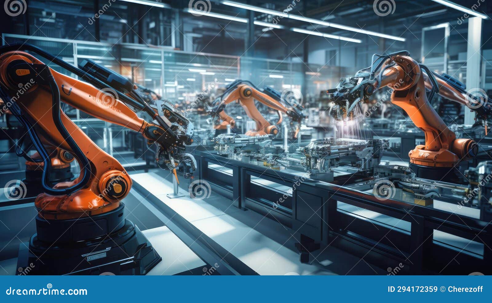 High-tech Factory with Robots Stock Image - Image of engineer, modern ...