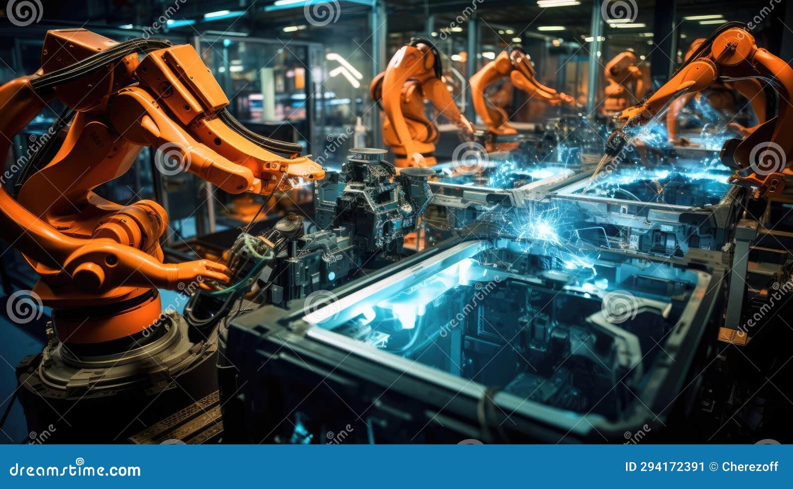High-tech Factory with Robots Stock Image - Image of smart, manufacture ...